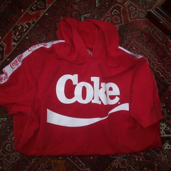 Coca Cola | Shirts | Coca Cola Coke Short Sleeve Hoodie Tshirt Mens S ...